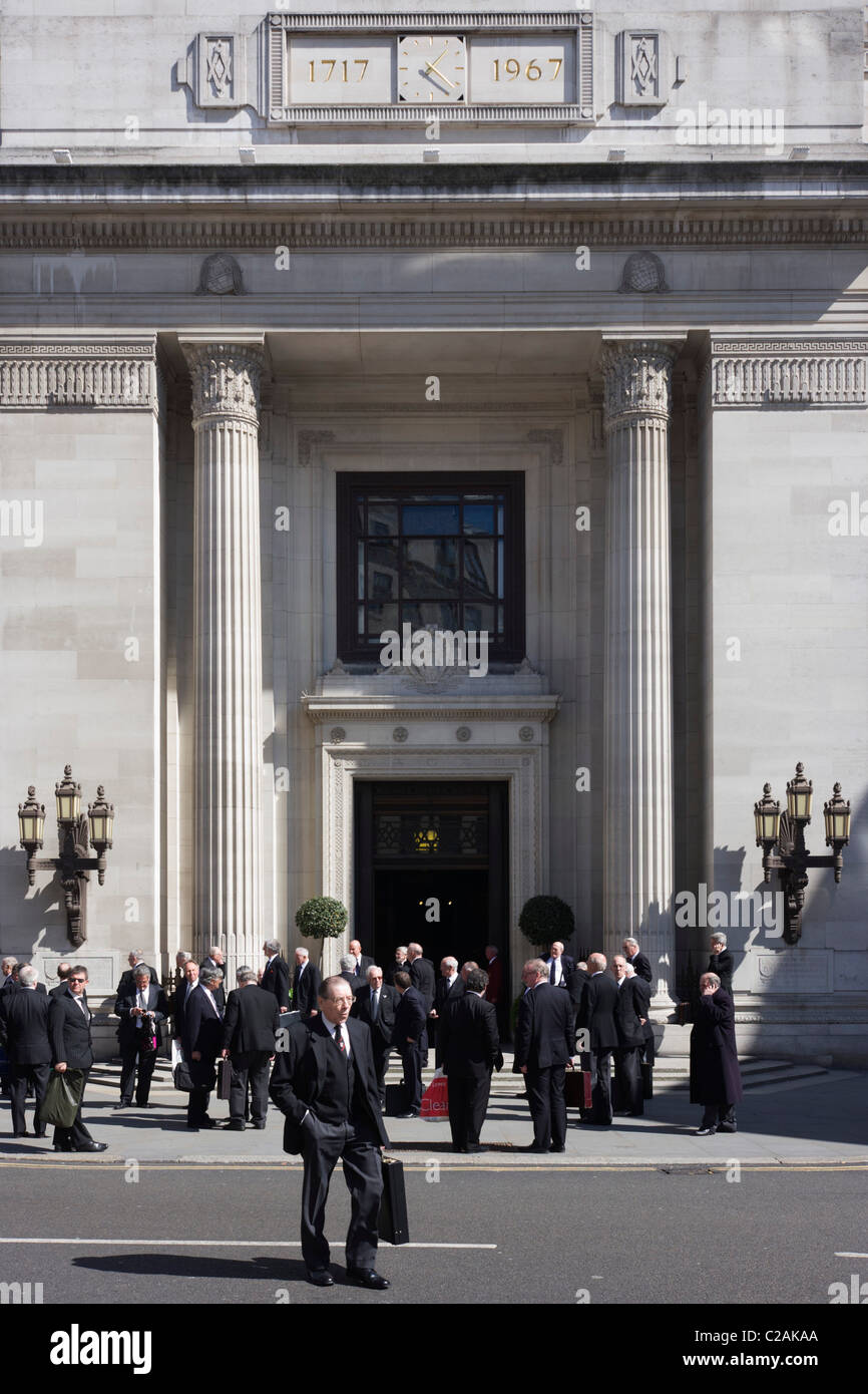 Members of Freemasonry gather outside London's United Grand Lodge at ...