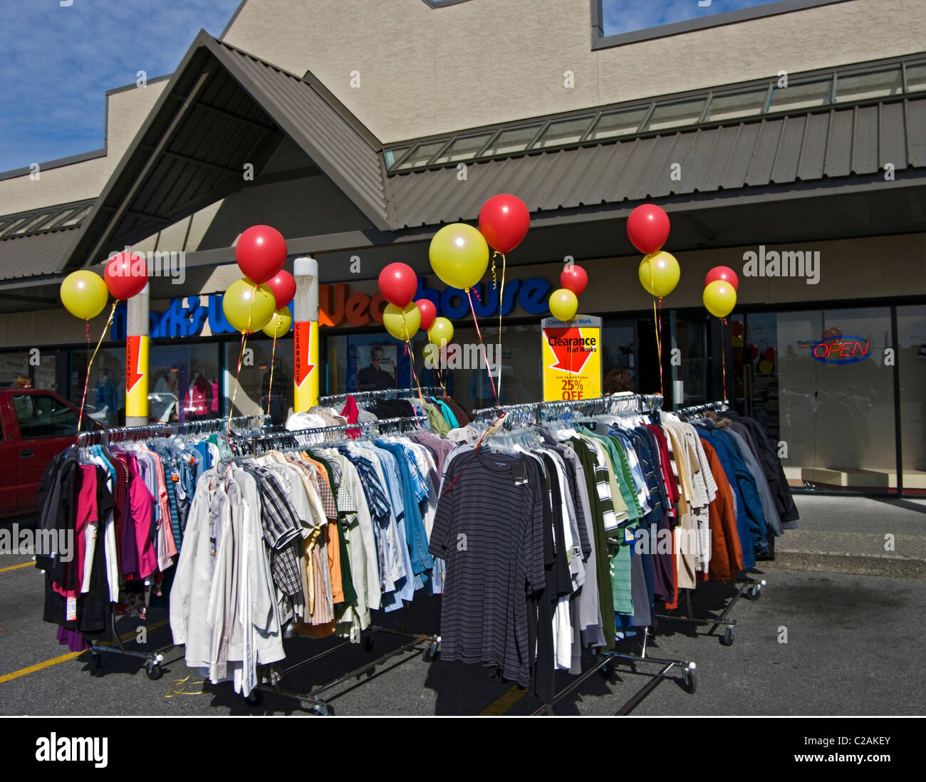 Parking lot clothes sale Stock Photo - Alamy