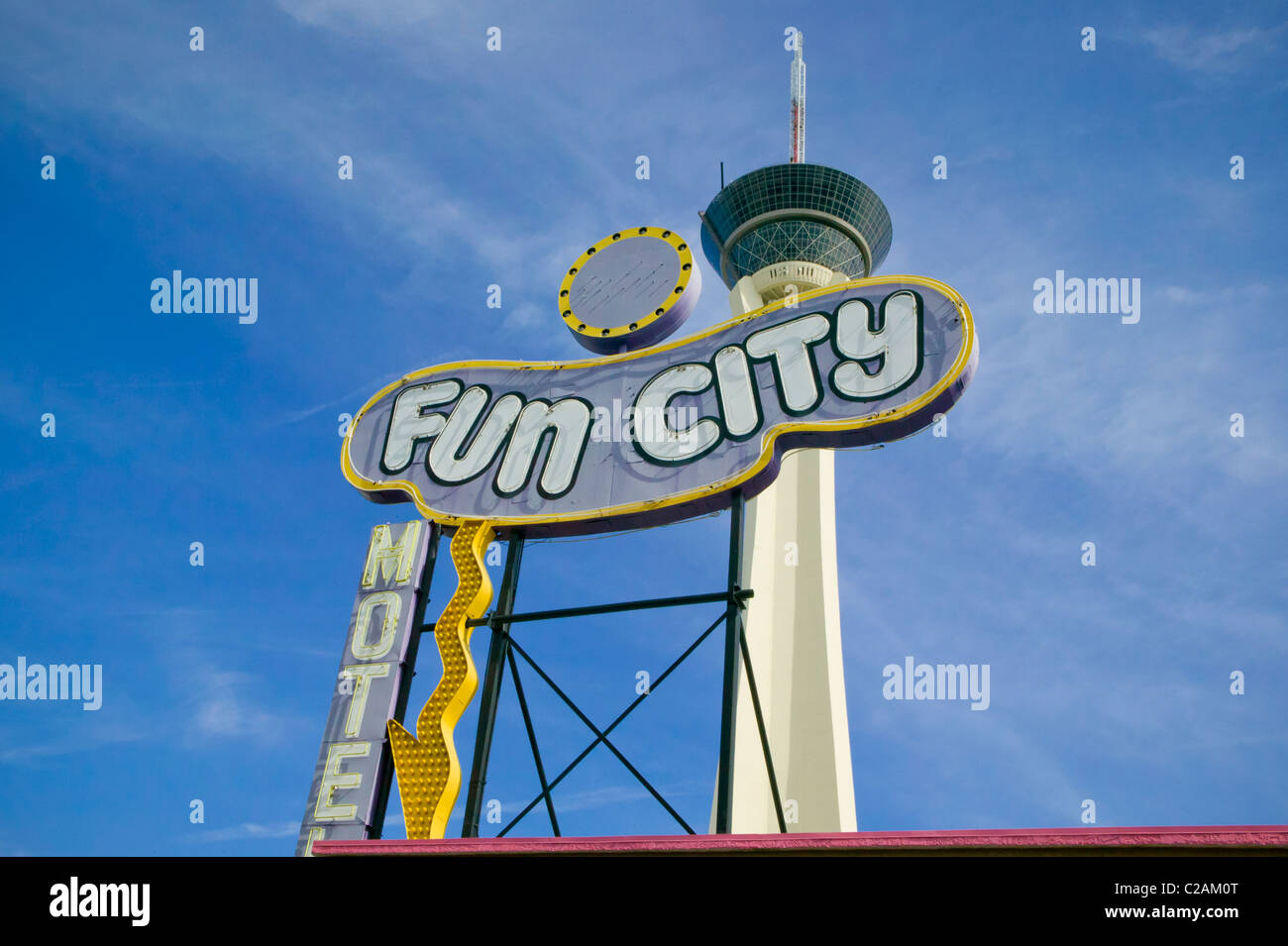 Fun City and Stratosphere, Las Vegas, Nevada, USA Stock Photo - Alamy