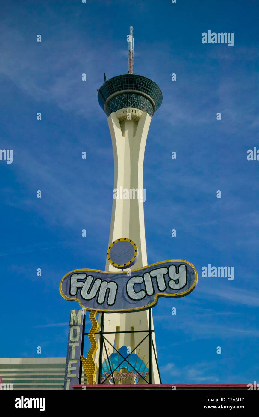Fun City and Stratosphere, Las Vegas Stock Photo - Alamy