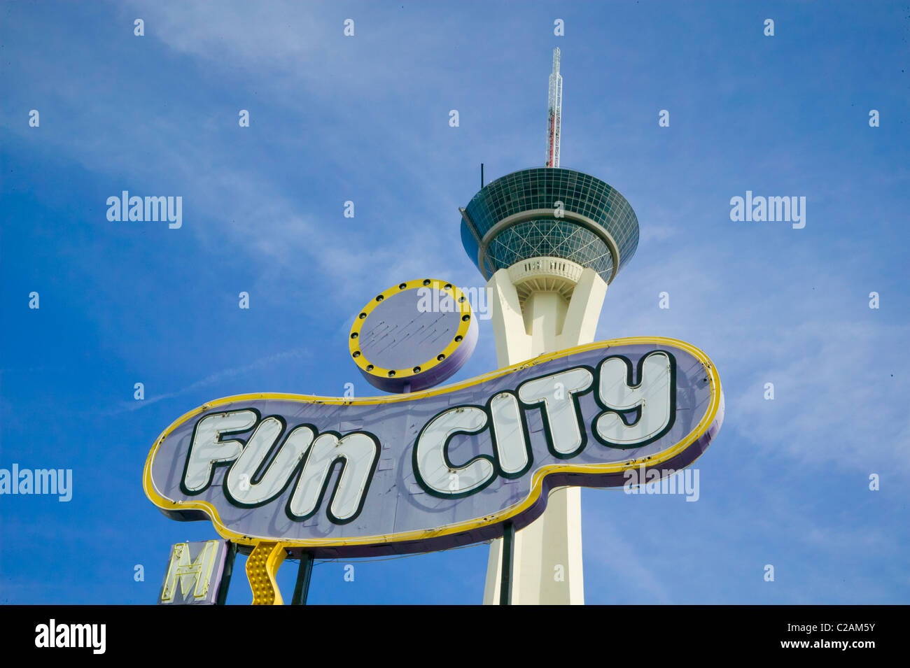 Fun City and Stratosphere, Las Vegas Stock Photo - Alamy
