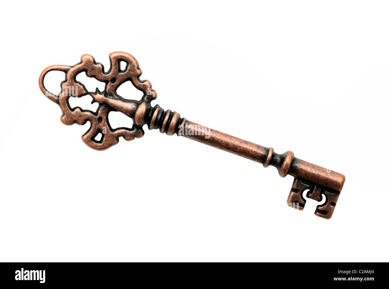 Old key isolated on white background Stock Photo - Alamy