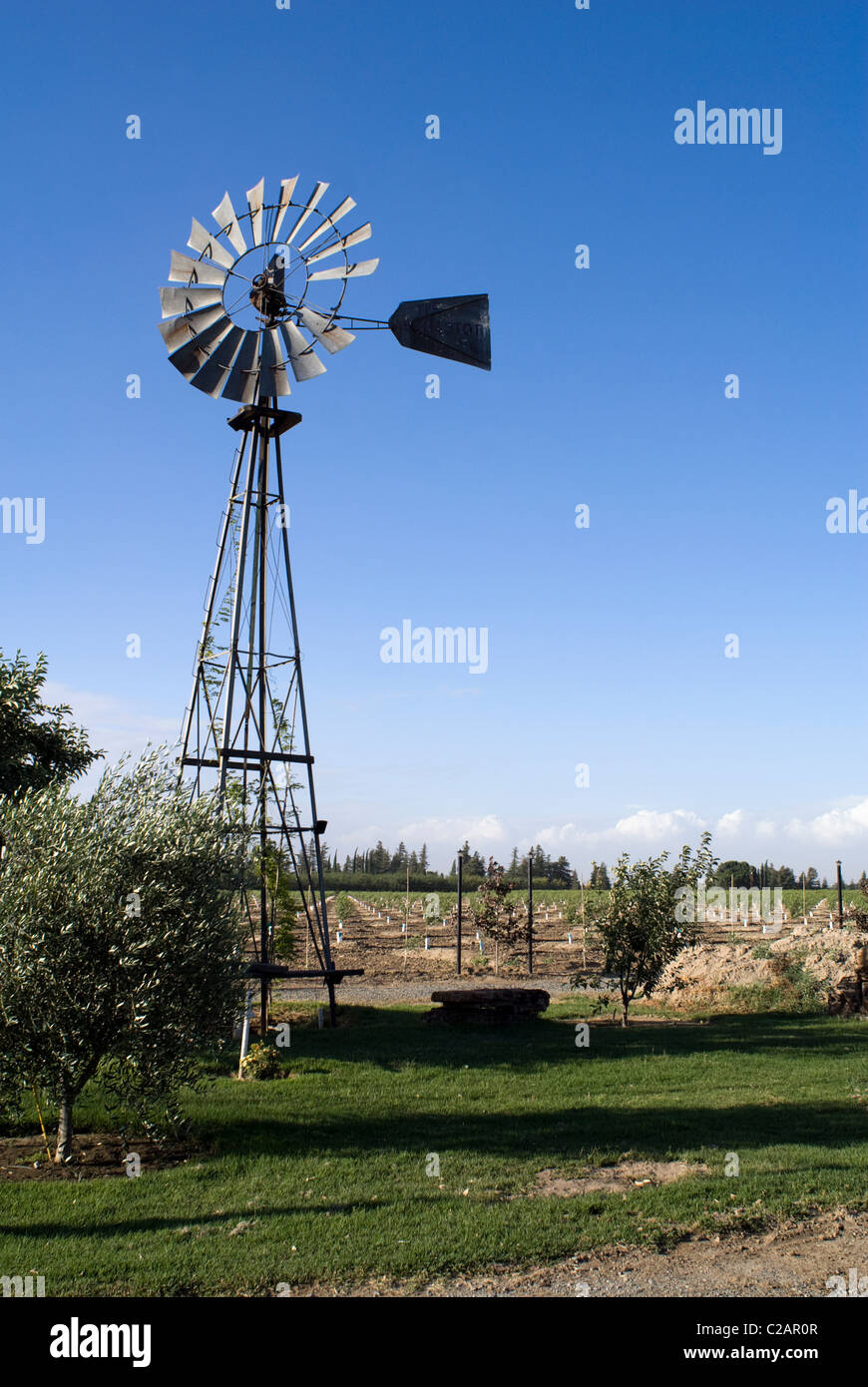 Aermotor windmill on a sunny day at a Northern California ranch ...