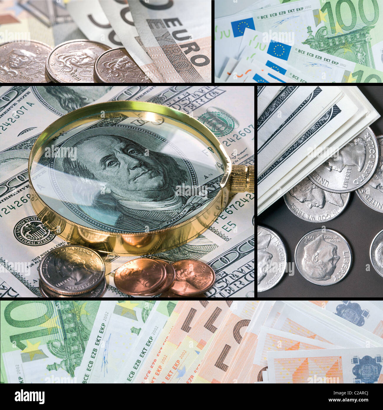 Collage of different banknotes and coins Stock Photo - Alamy