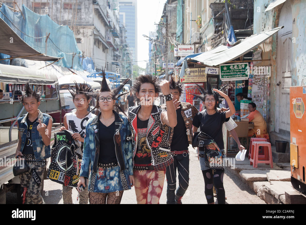 Angry young local people are protesting against government in punk ...