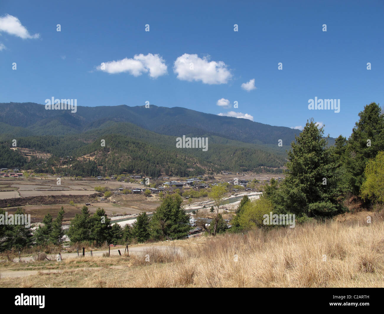 Aerial view of the valley around Bumthang, Bhutan Stock Photo - Alamy
