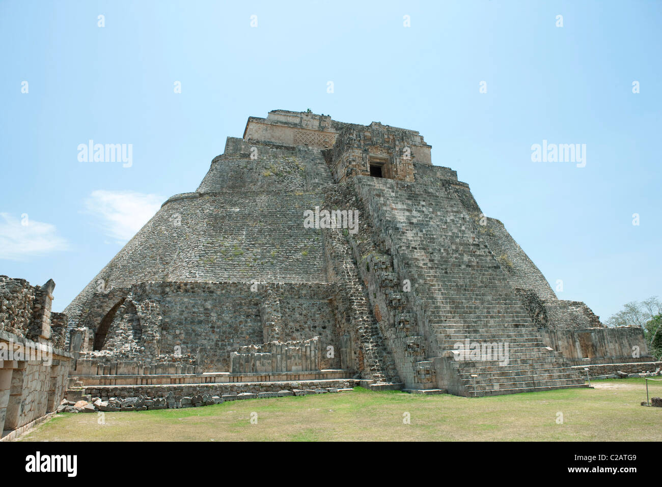 Mexico, Yucatan State, Uxmal, Pyramid of Magician, Mayan ruins Stock ...