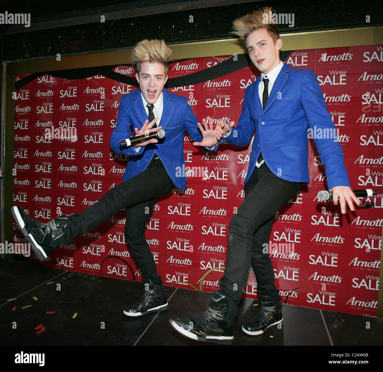 Jedward john grimes and edward grimes meet fans at arnotts hi-res stock ...