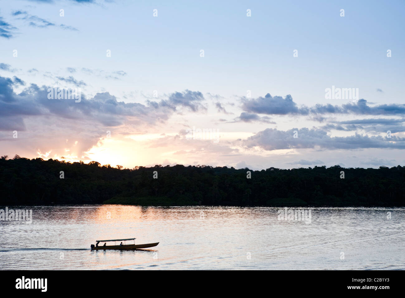 South America, Amazon, sunset reflected over river Stock Photo - Alamy