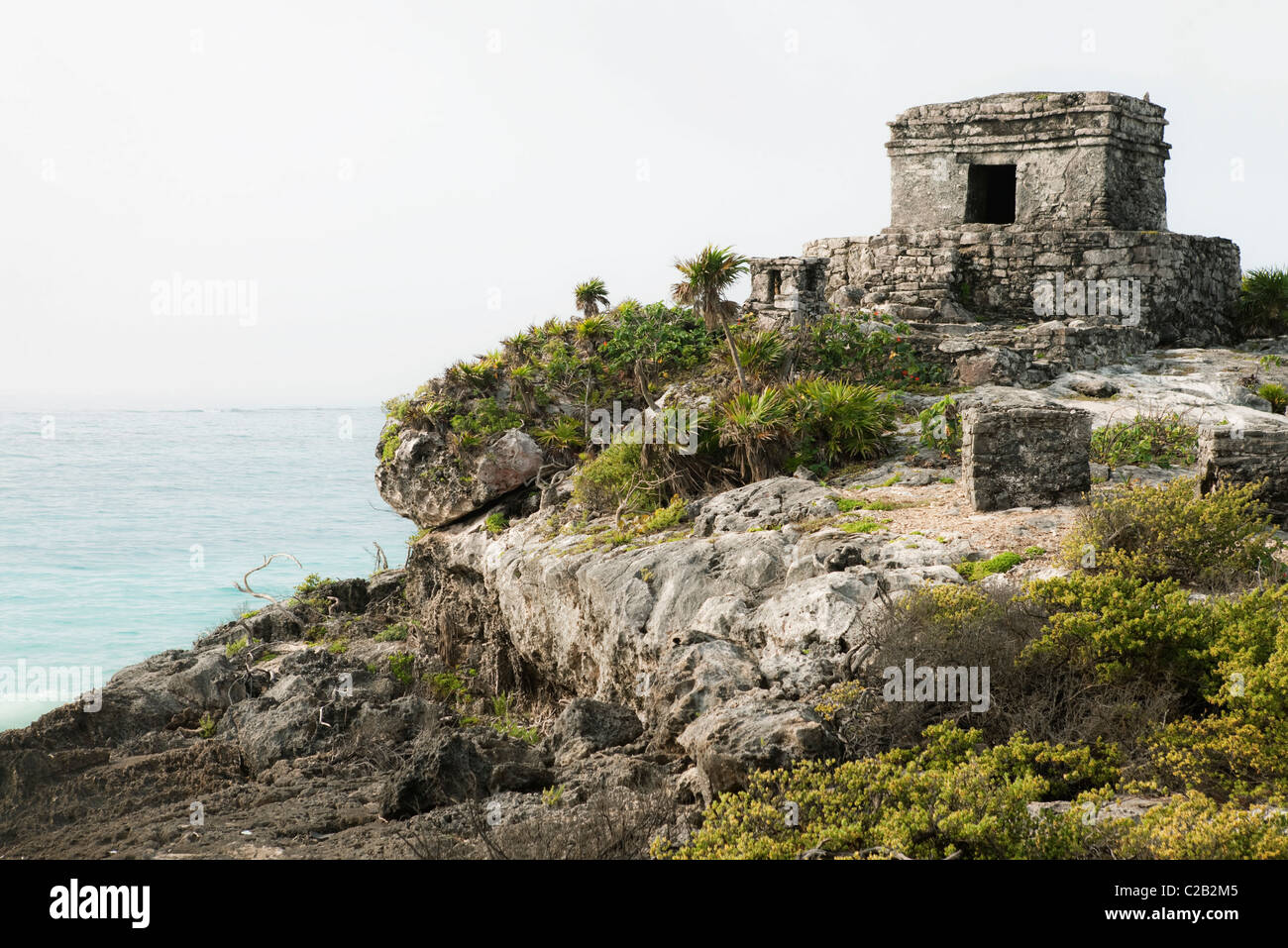 Mexico, Yucatan State, Tulum, Tulum ruins, ancient Mayan city on cliff ...