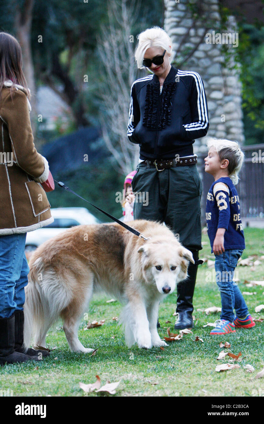 Gwen Stefani with son Kingston Rossdale chat with a dog owner at ...