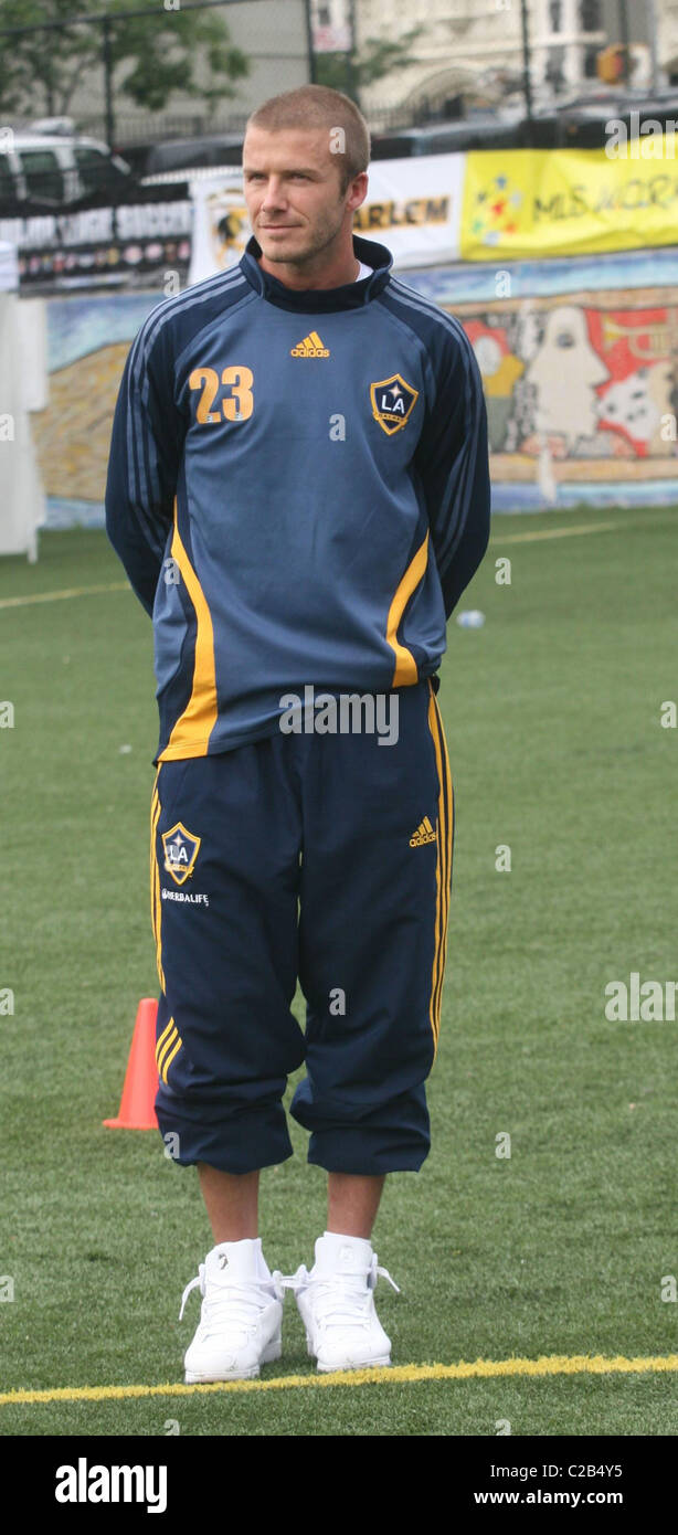 LA Galaxy's David Beckham attends the David Beckham Youth Soccer Clinic ...