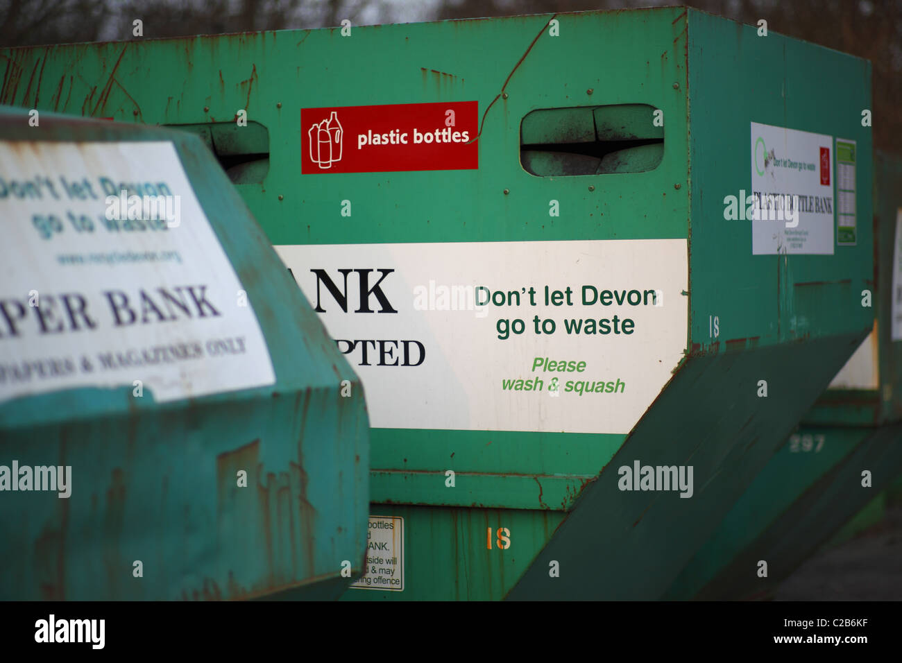 Recycling bins and bottle bank Stock Photo - Alamy