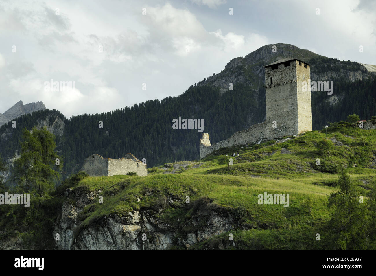 Ruined medieval tower at Ardez Stock Photo - Alamy