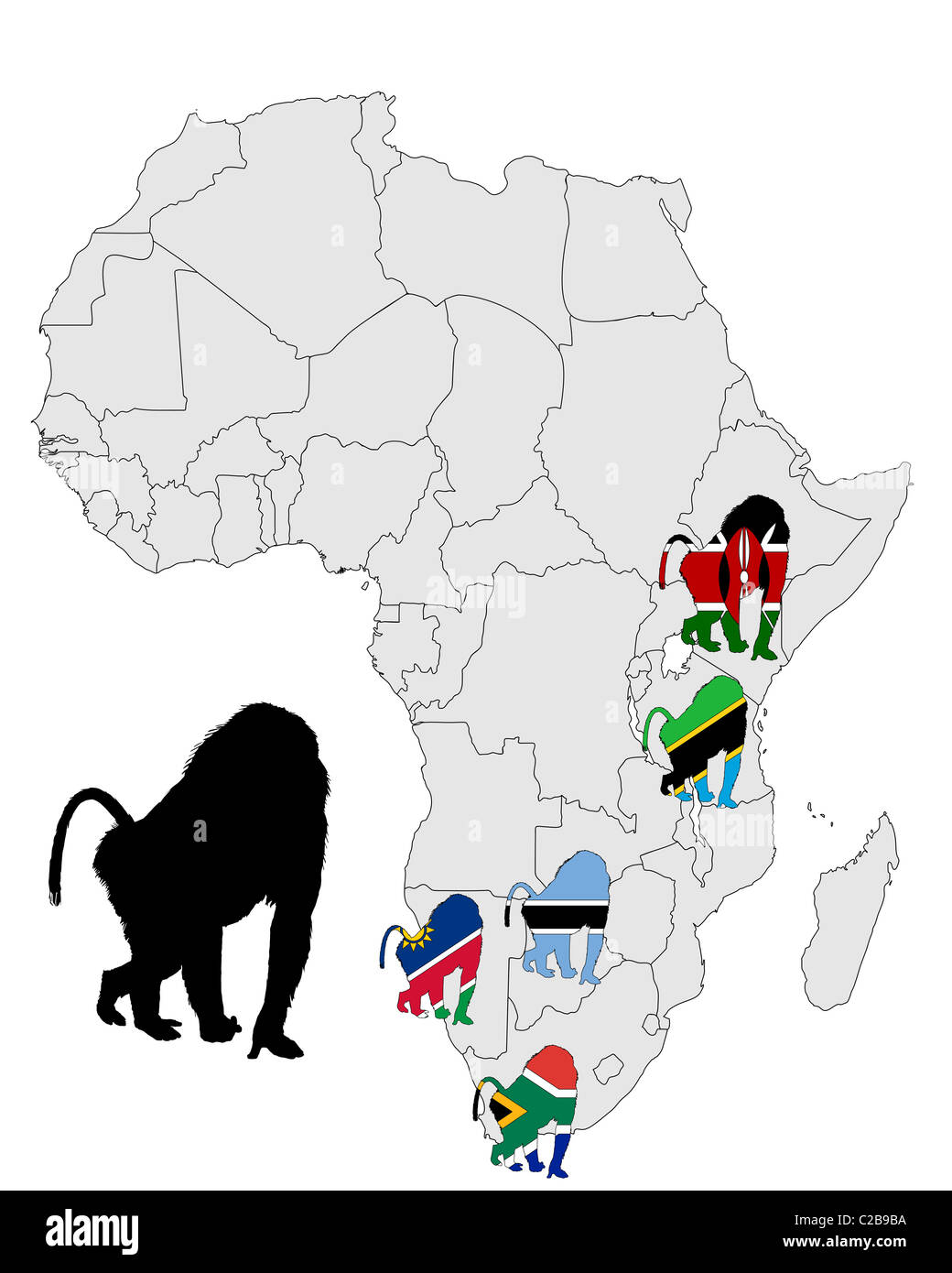 Baboon range map Stock Photo - Alamy