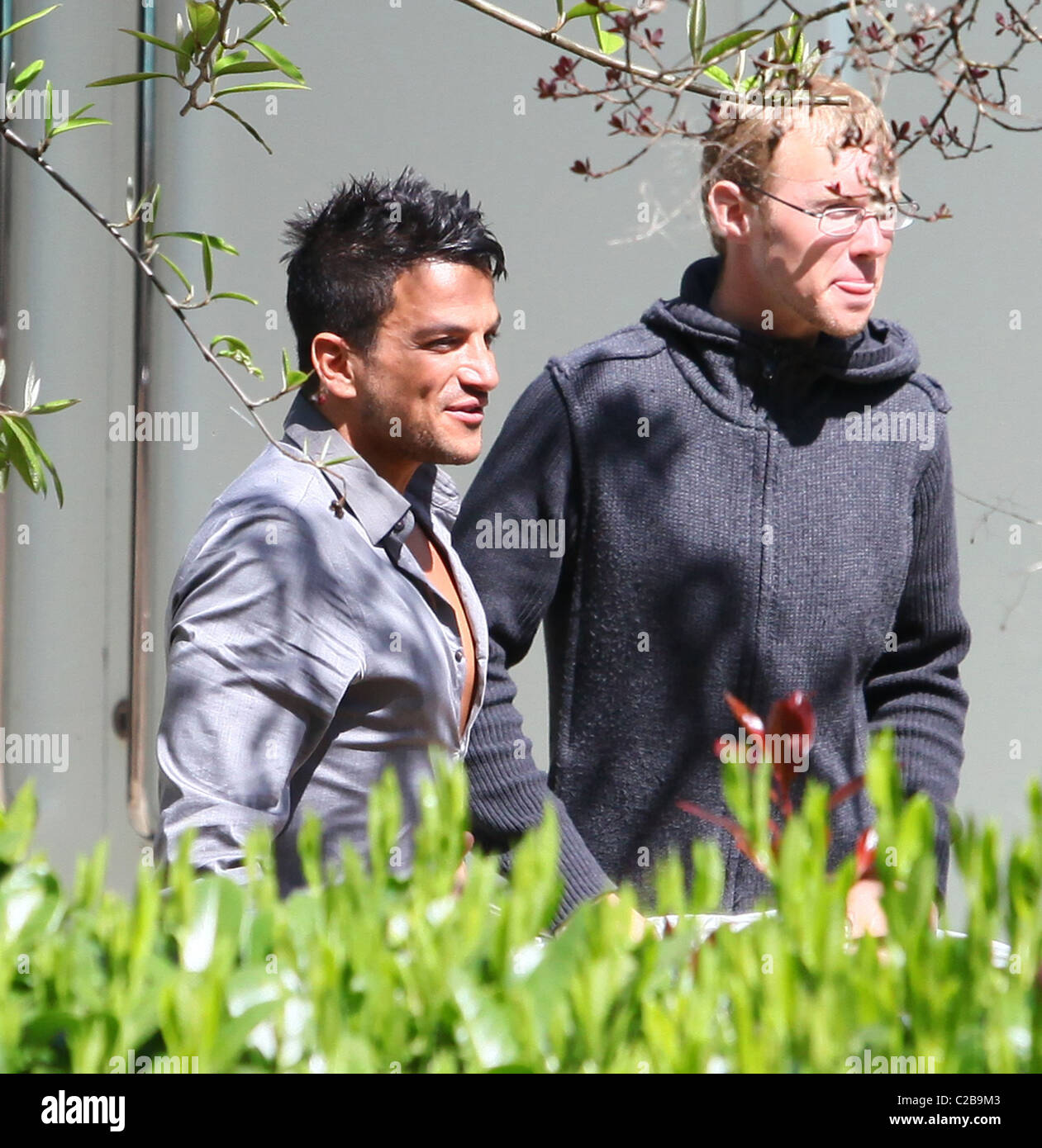 Peter Andre taking part in a photoshoot outside his house Sussex ...