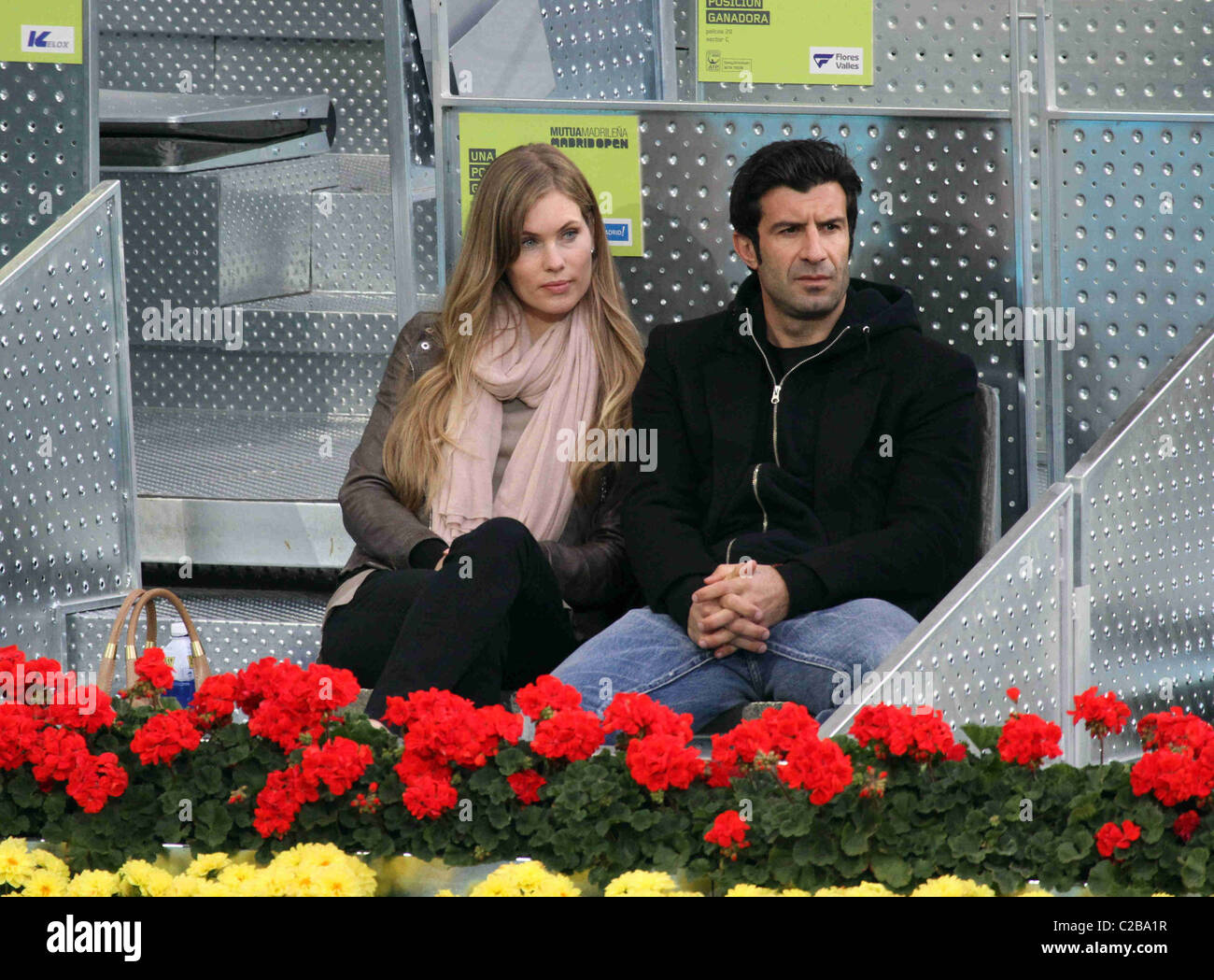 Louis Figo and his wife Helen Swedin at the Madrid Masters Open tennis ...