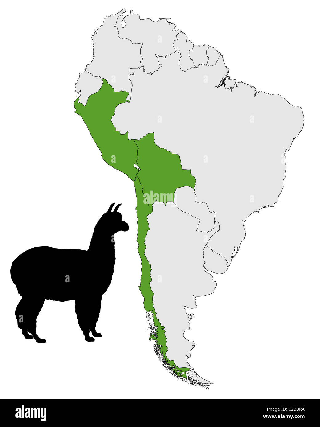 Alpaca range map Stock Photo - Alamy