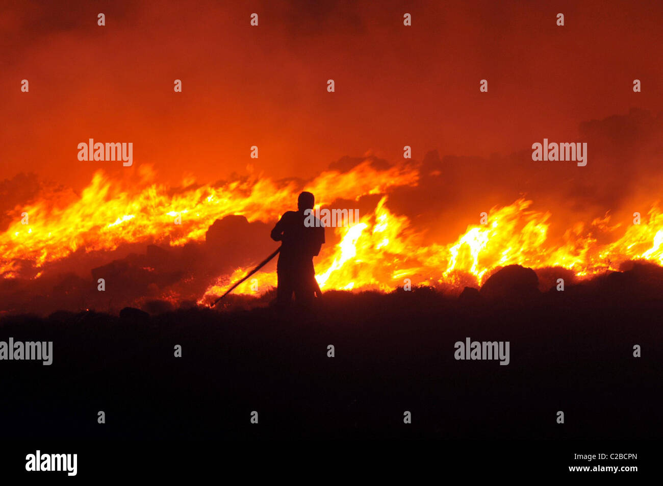 A fireman tries to put out the fire in Bodrum. So far the fire has ...