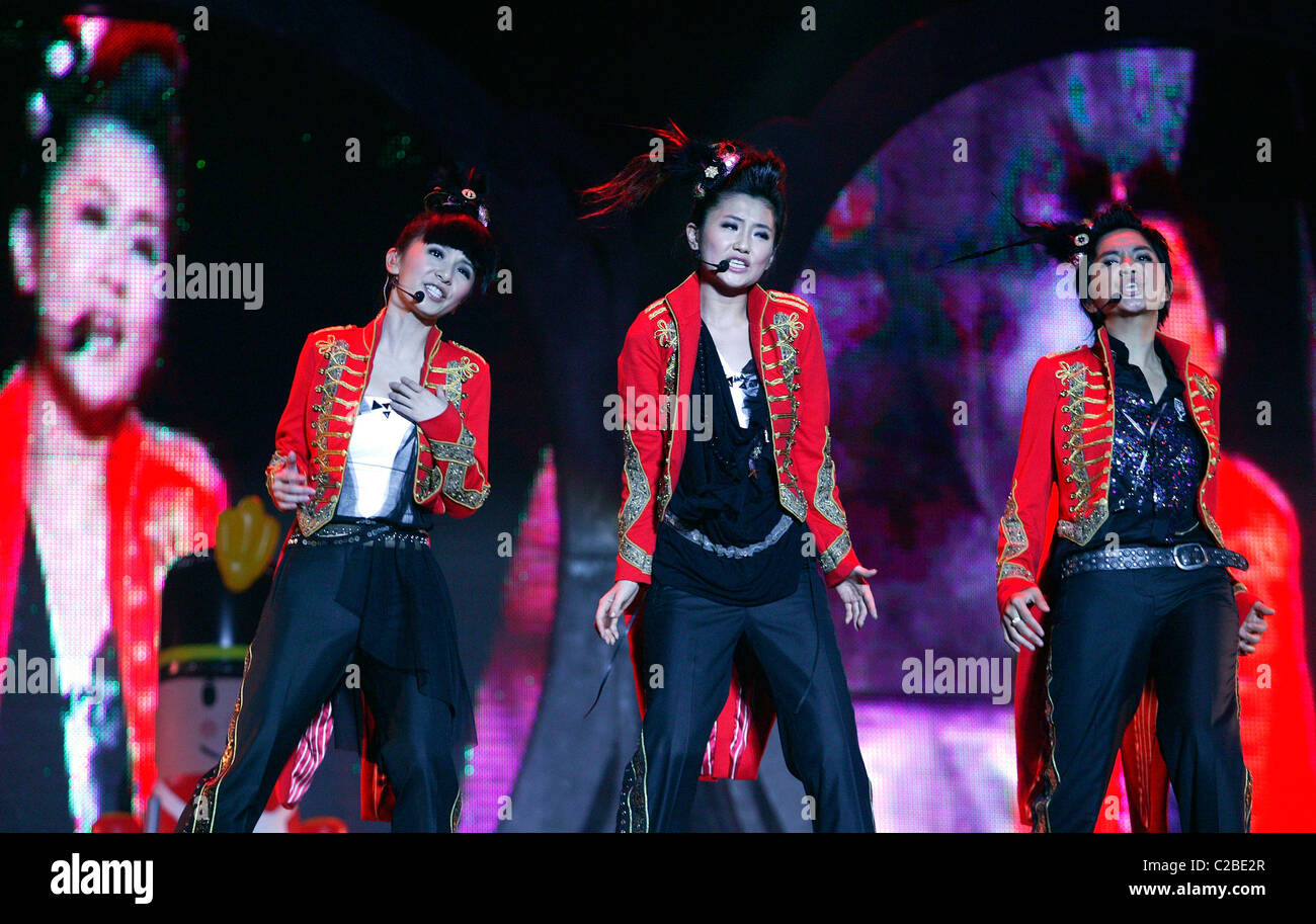 Selina, Hebe and Ella of S.H.E concert at Shanghai Stadium Shanghai ...