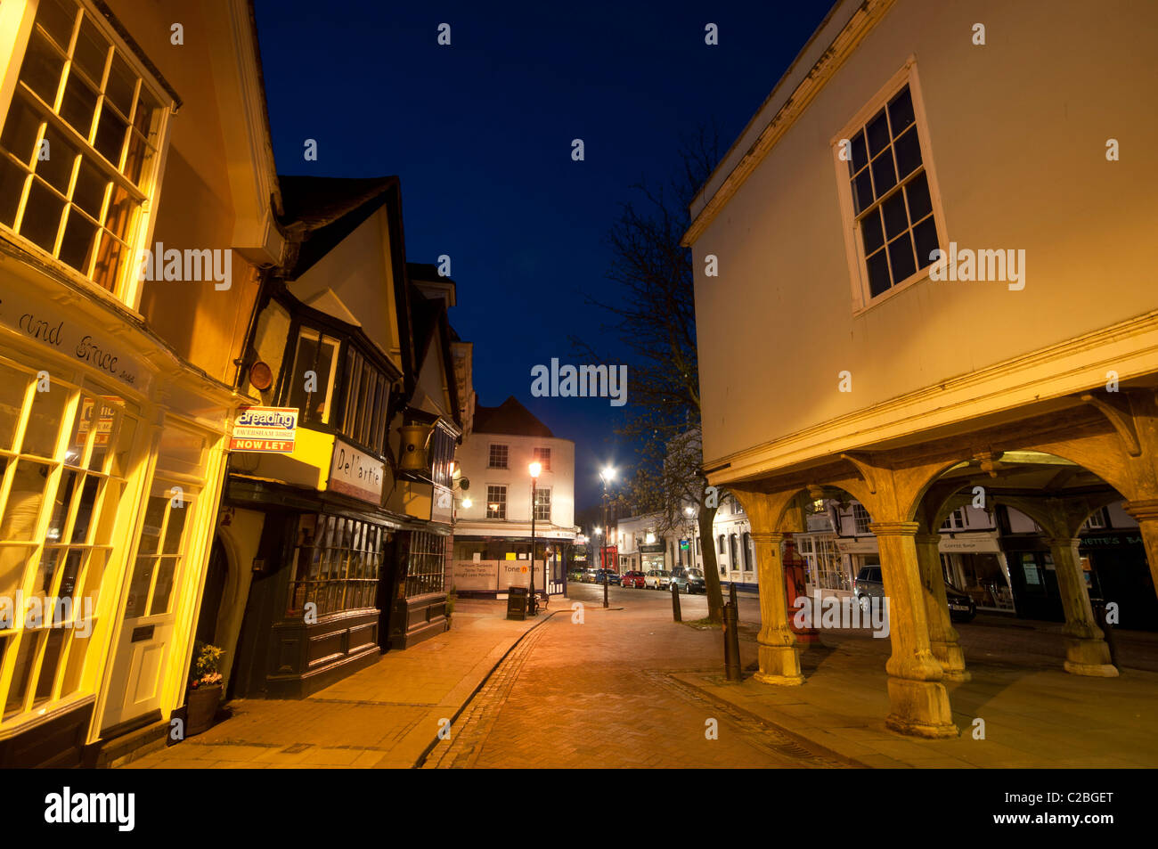 Guildhall hall built in 1574 and market square Faversham town Kent ...