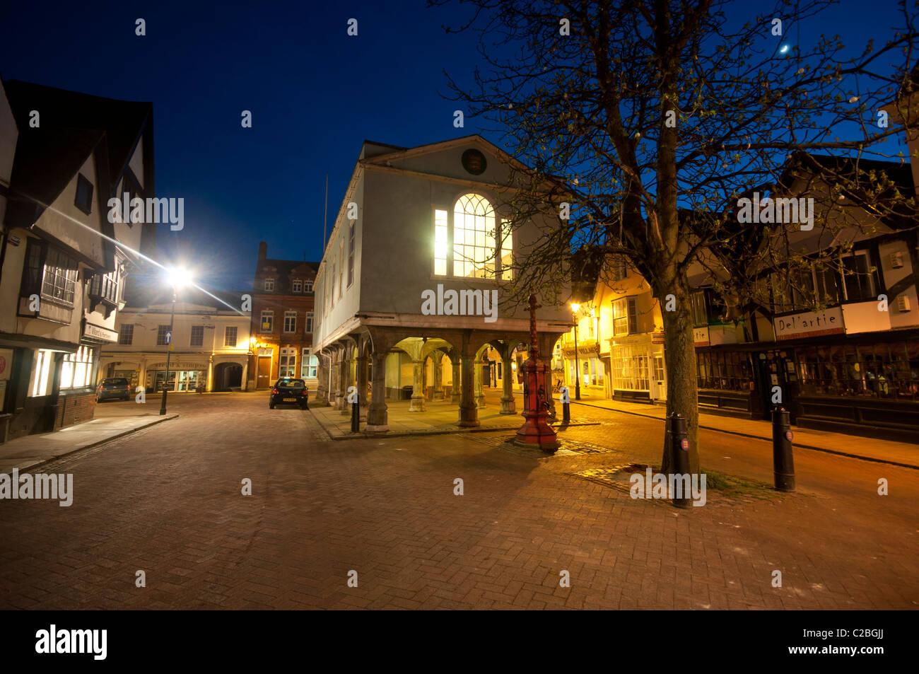 Guildhall hall built in 1574 and market square Faversham town Kent ...