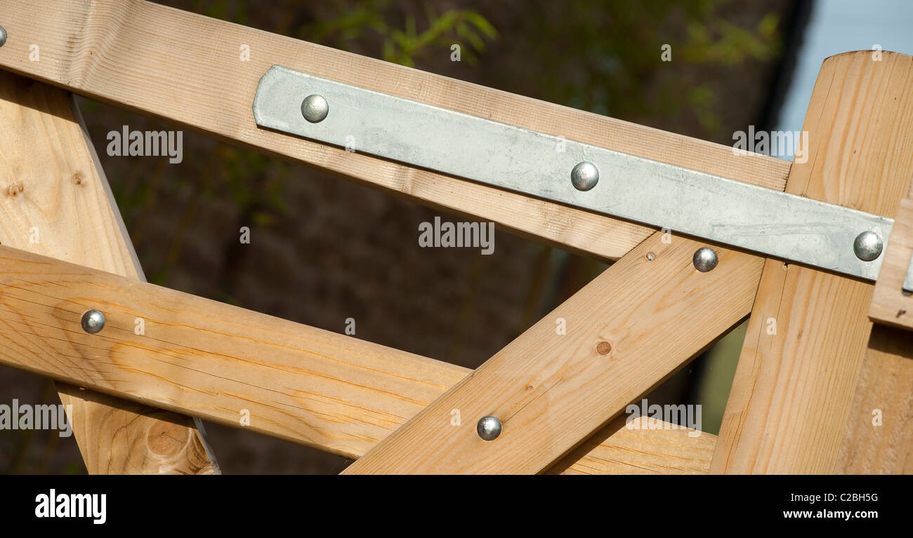 Close up of a new wooden gate Stock Photo - Alamy