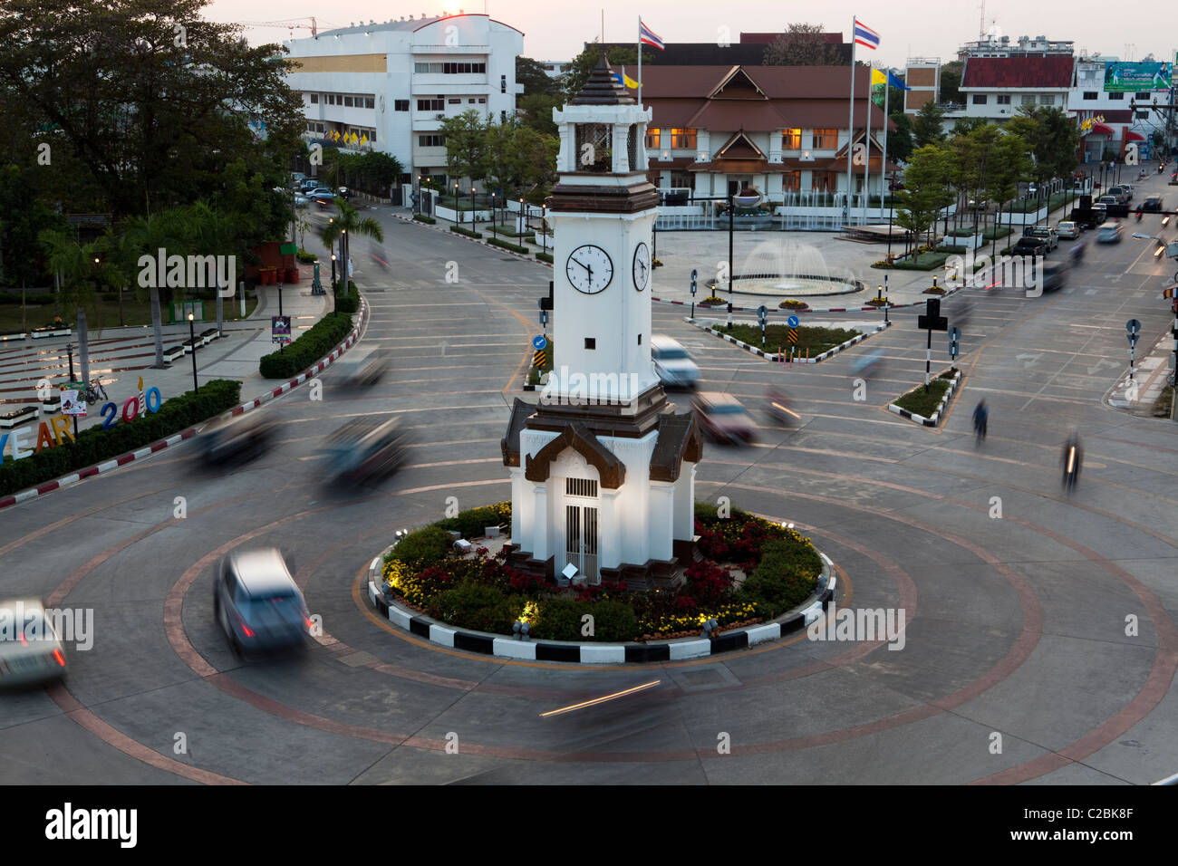 The view of Lampang city hall and clock tower in central Lampang city ...