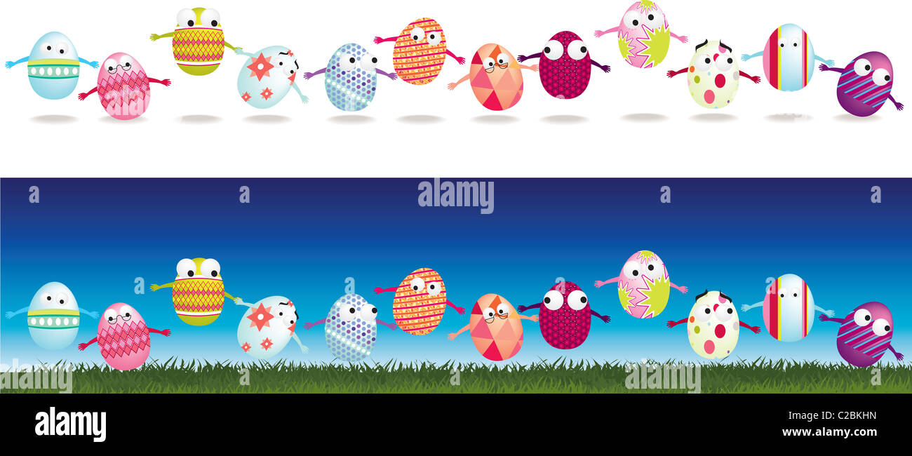line of dancing easter eggs Stock Photo - Alamy