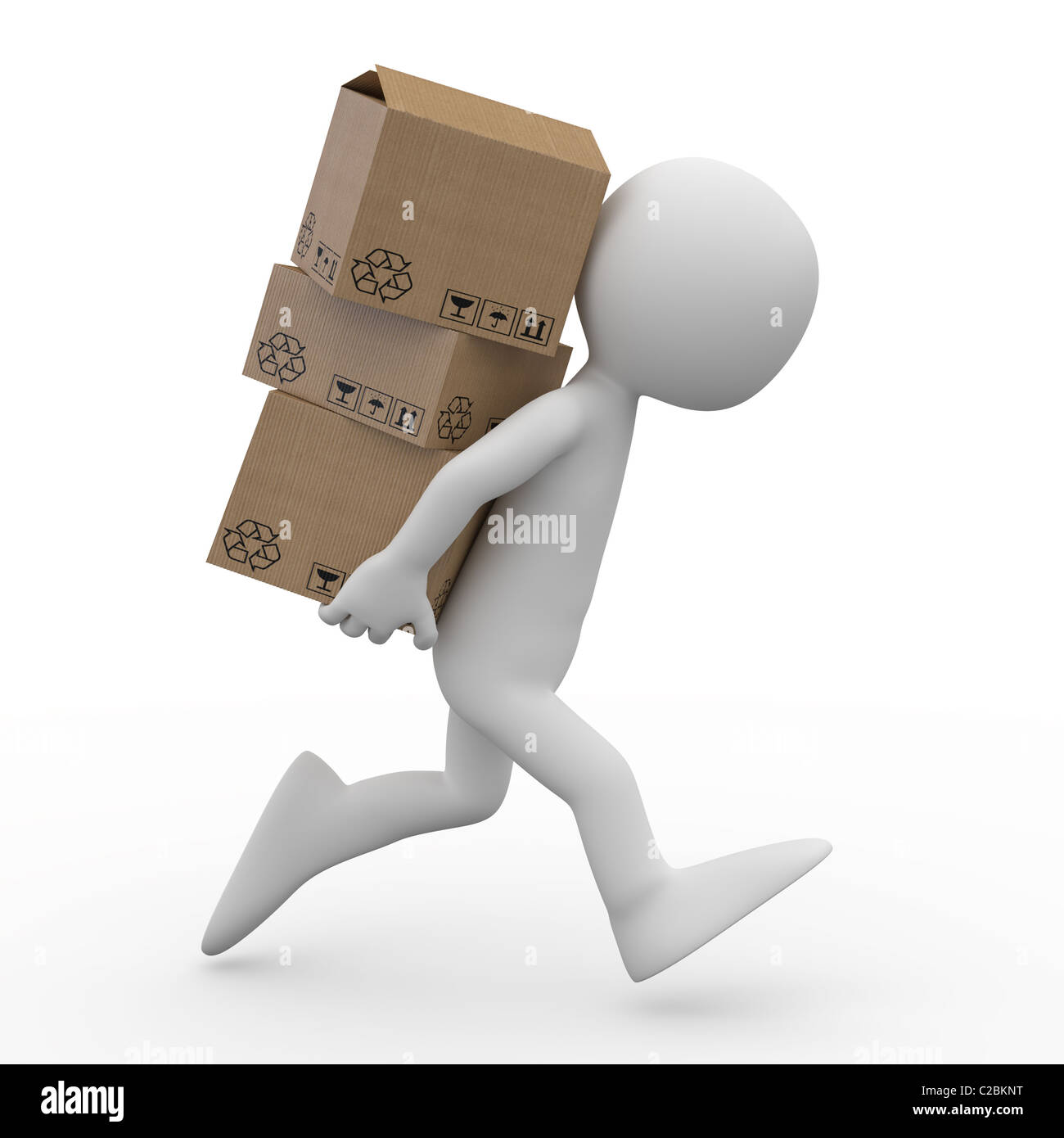 Man running with several boxes in the back Stock Photo - Alamy