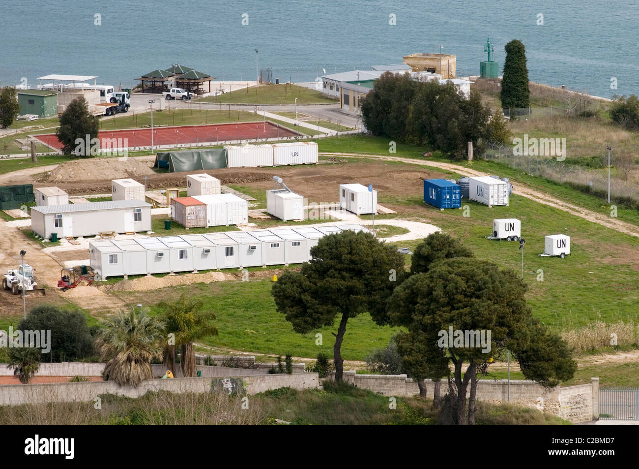 united nations un base in brindisi italy italian southern camp hut huts ...