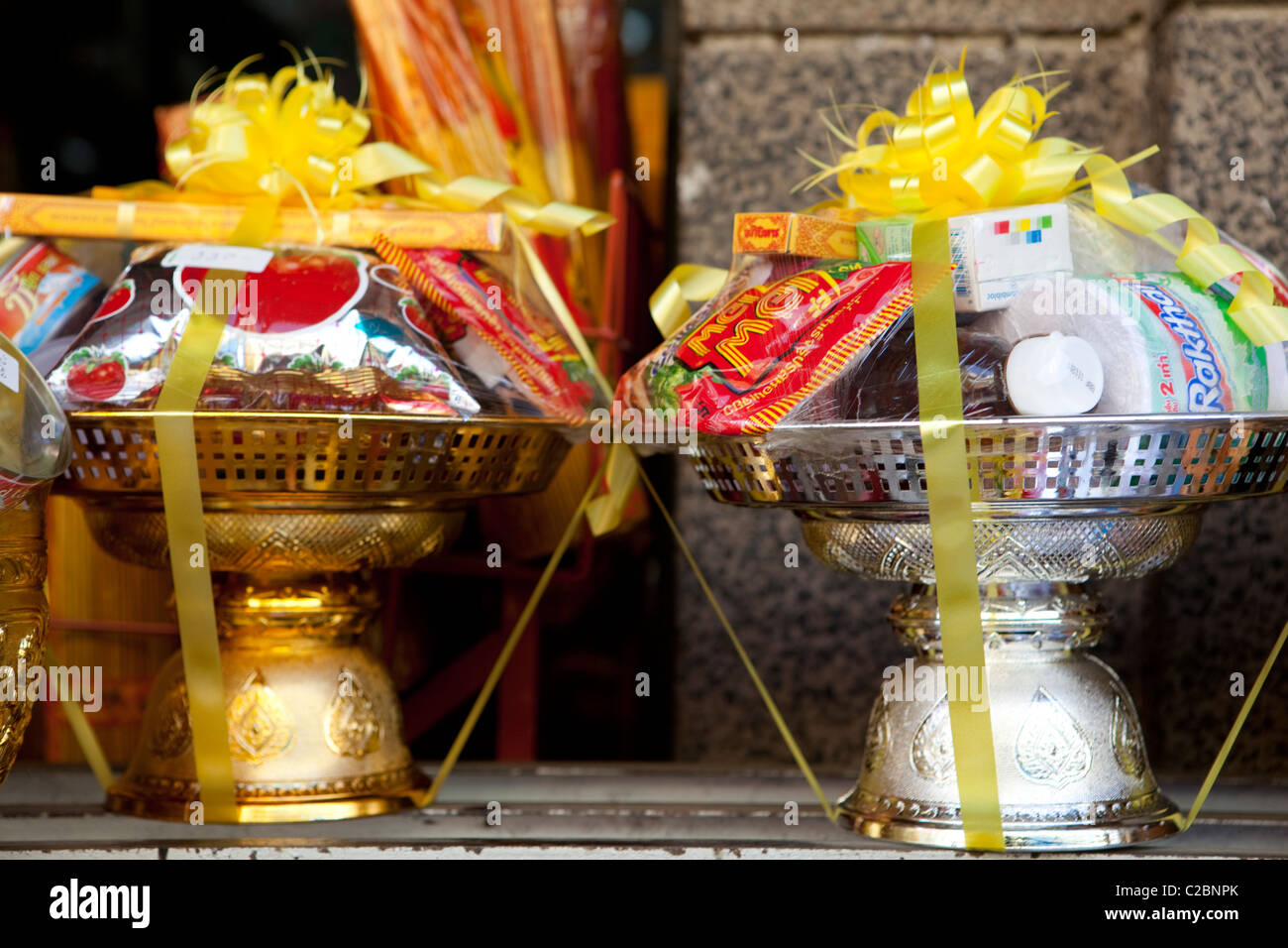 Buddhist offering package present day in Lampang Thailand Stock Photo ...