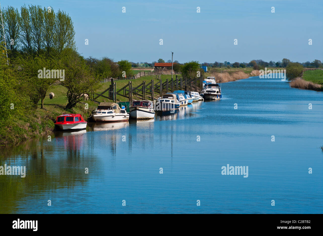 Boats Moored On The River Rother Near Iden East Sussex England Stock ...