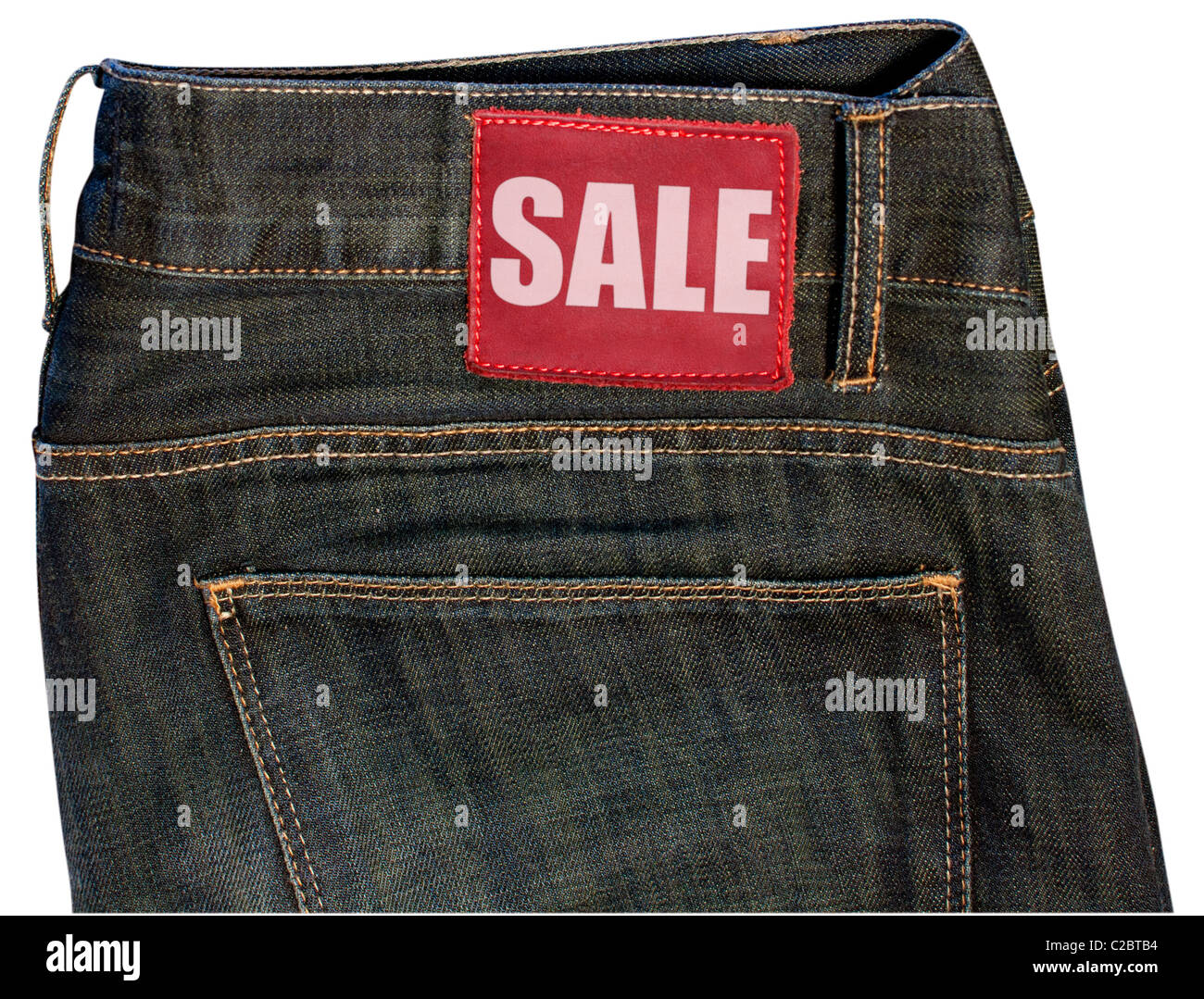 Jeans With Sale Sign Stock Photo - Alamy