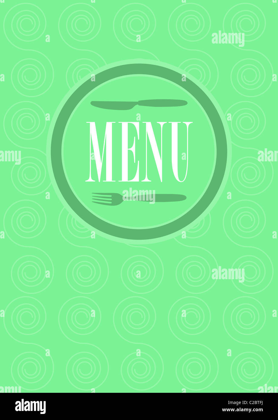 Menu Card Design - Menu Sign and Pattern in Shades of Green Stock Photo ...