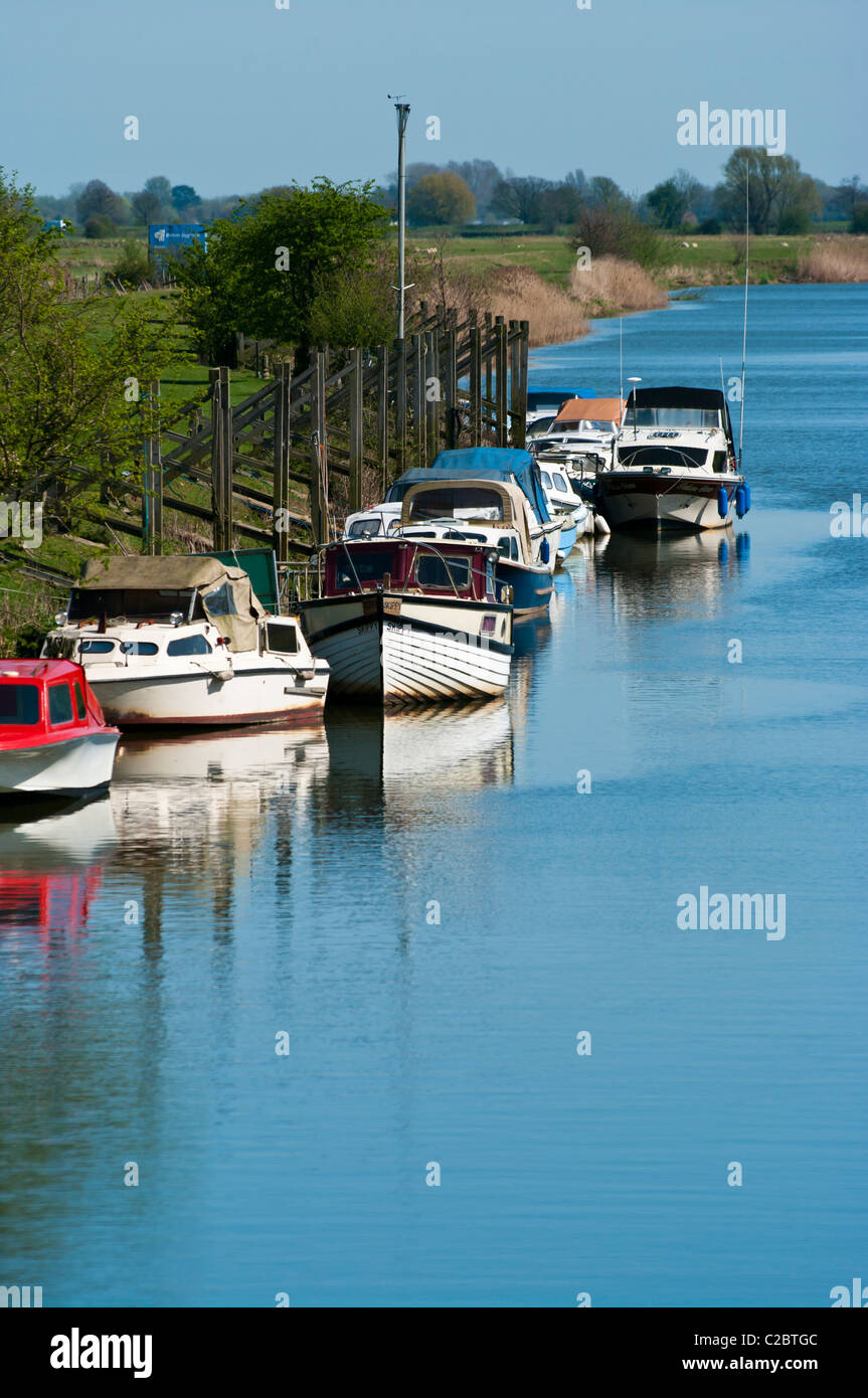 Boats Moored On The River Rother Near Iden East Sussex England Stock ...