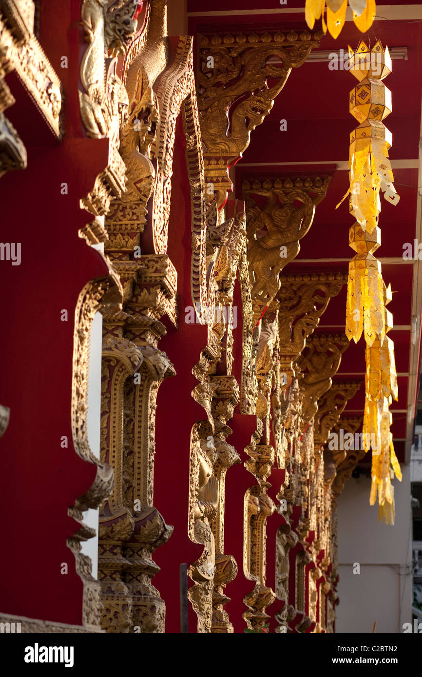 Detail of Buddhism temple windows in Chiang Mai, Thailand Stock Photo ...