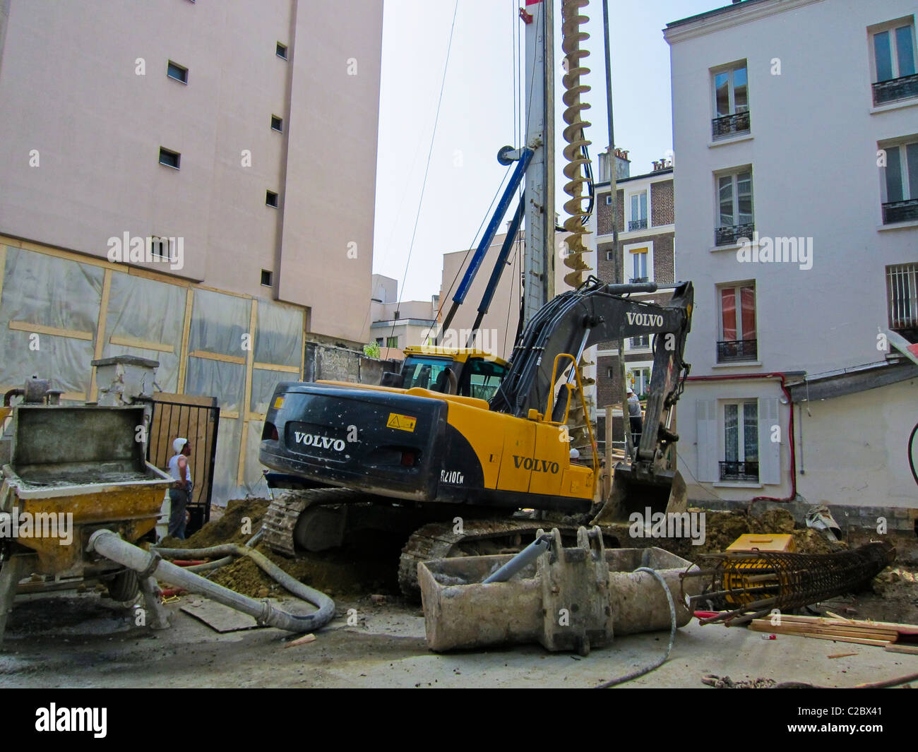 Paris, France, Construction Site, Equipment Crane, workers Stock Photo ...