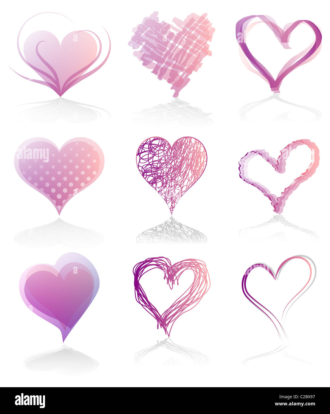 Set of nine hearts Stock Photo - Alamy