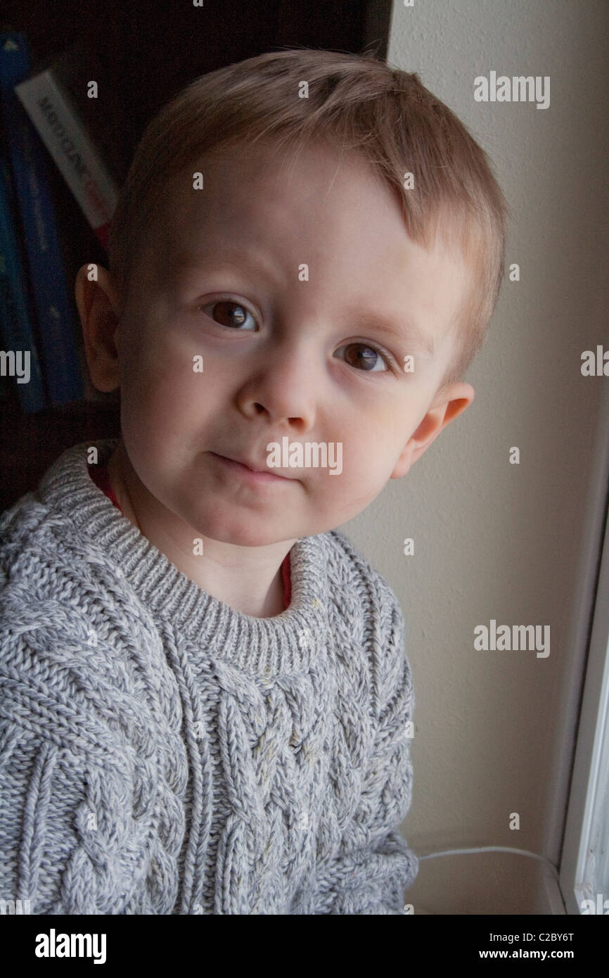 Portrait of a boy age 2 in natural light. Battle Lake Minnesota MN USA ...