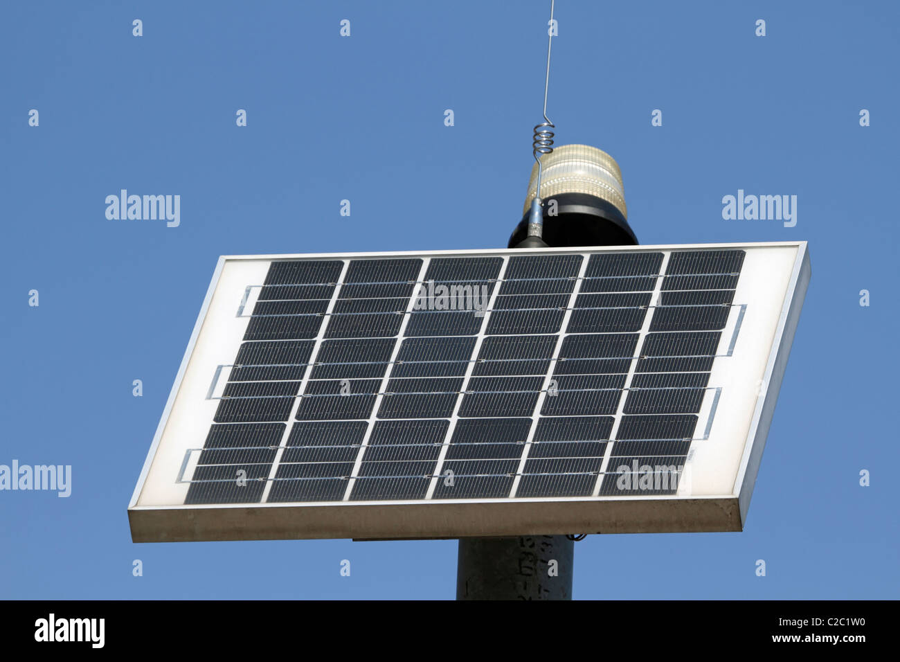 A solar panel that provides electricity to an emergency call phone ...