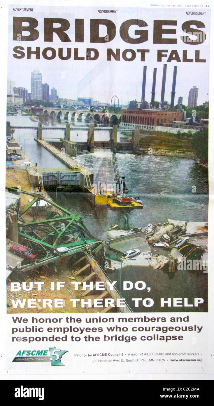 AFSCME union offering help full page ad Minneapolis StarTribune 35W ...