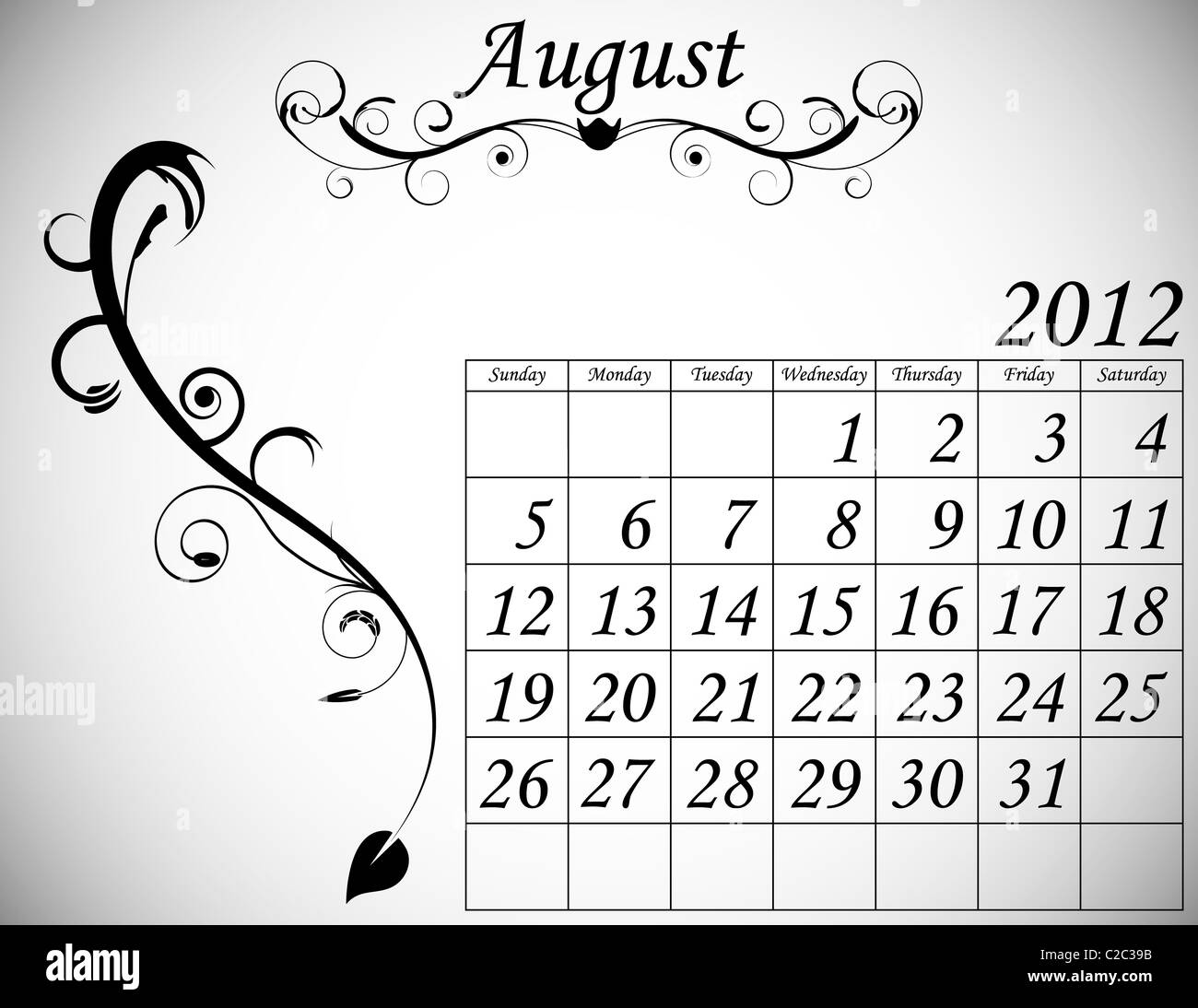 Calendar 2012 Black and White Stock Photos & Images - Alamy