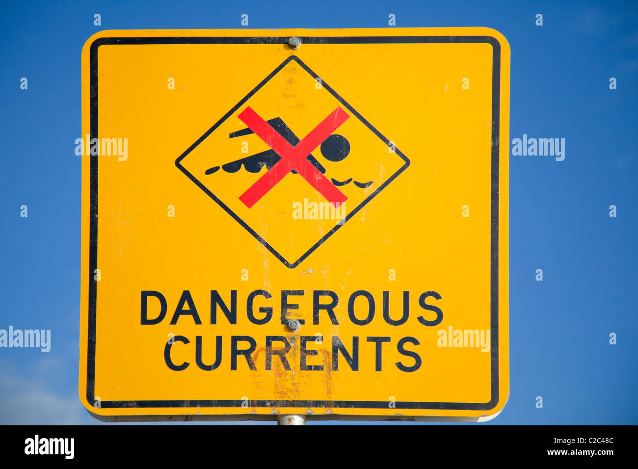 Dangerous Currents sign at Bondi Beach, Sydney, Australia Stock Photo ...