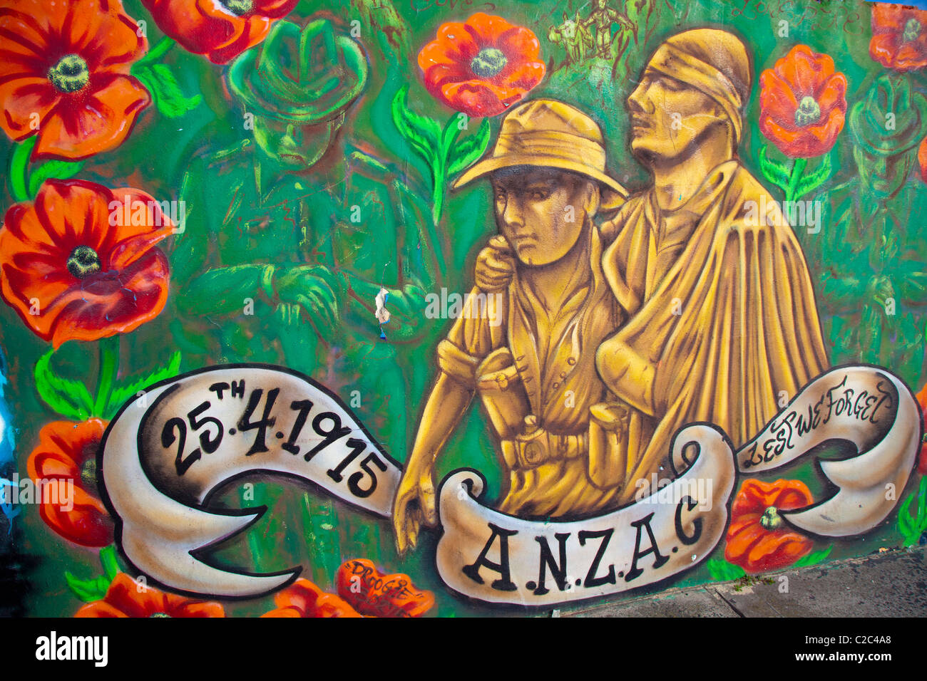 World War I ANZAC memorial mural, Bondi Beach, Sydney, Australia Stock ...