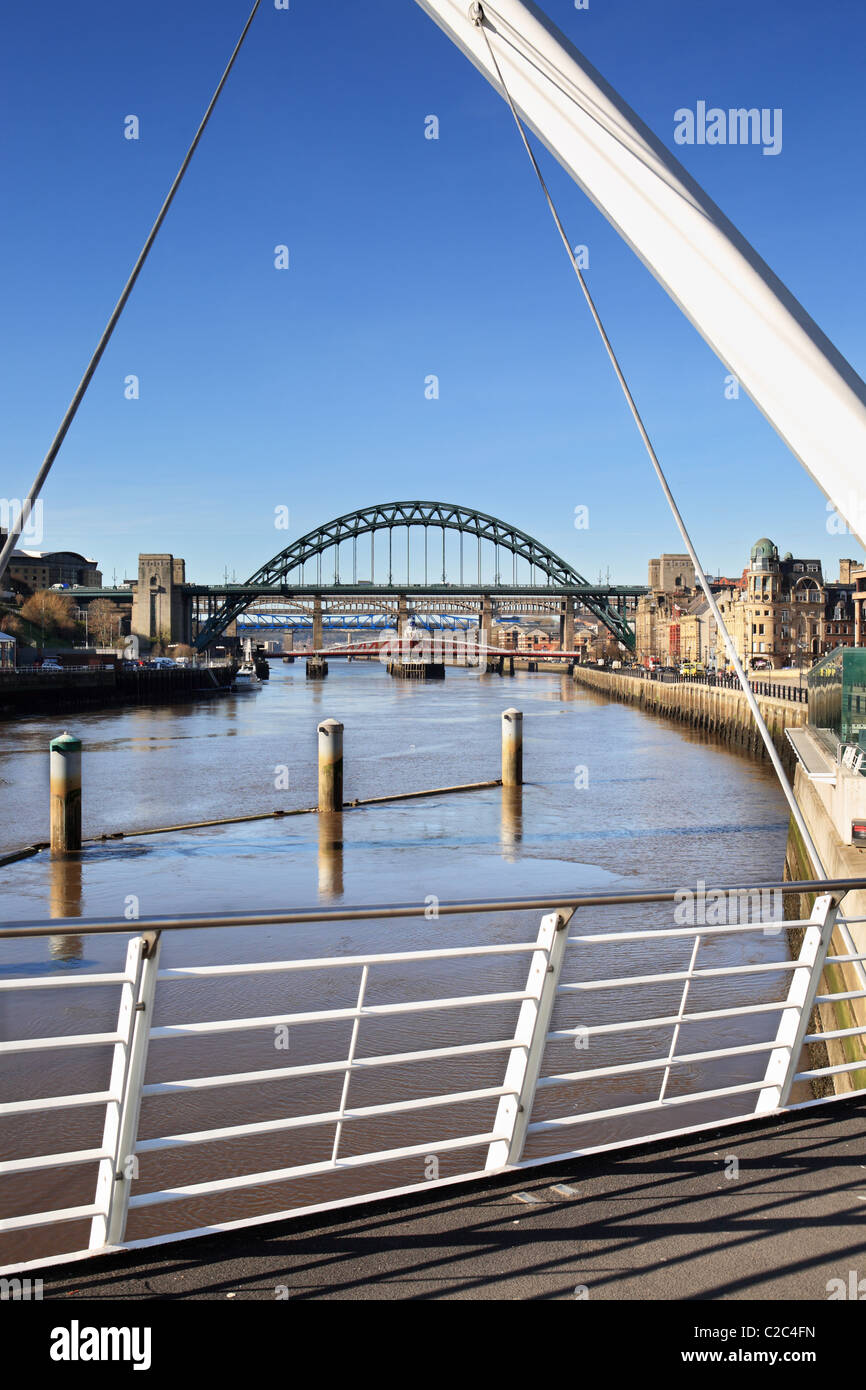 Newcastle bridges over the river Tyne from the east, north east England ...