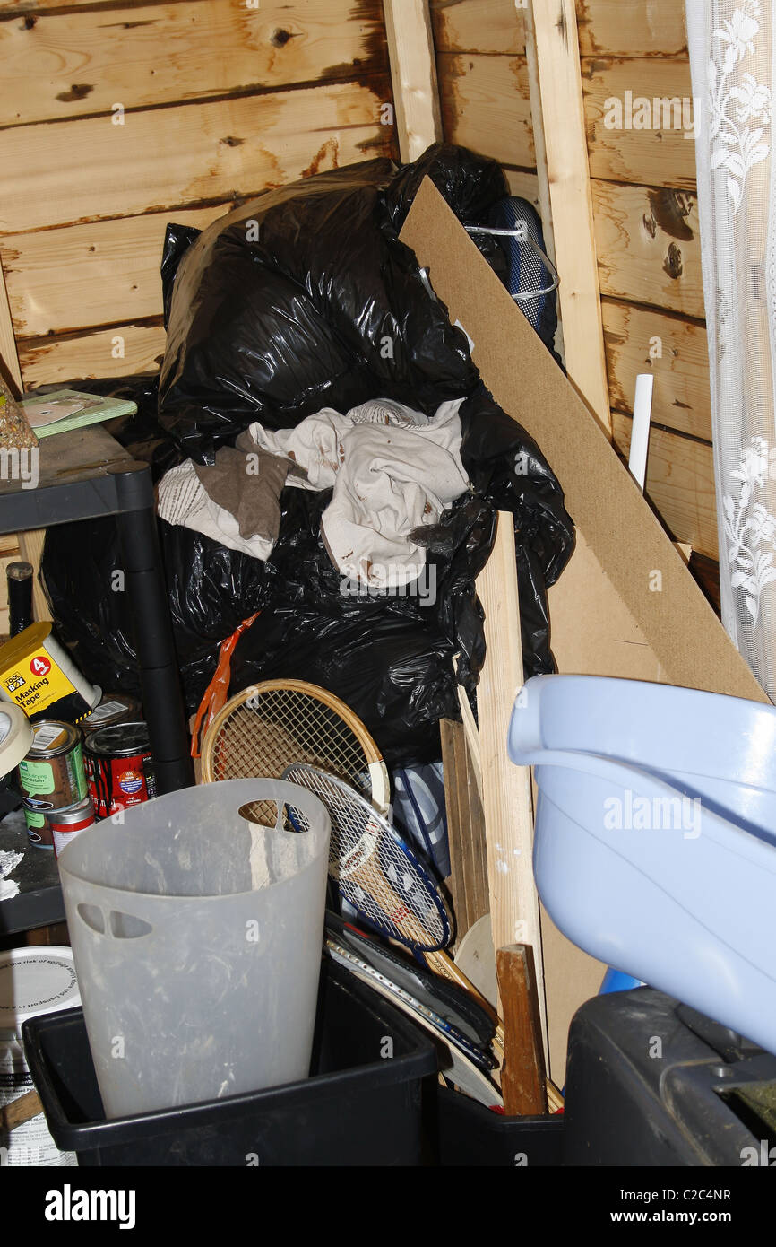 junk in garden shed Stock Photo - Alamy