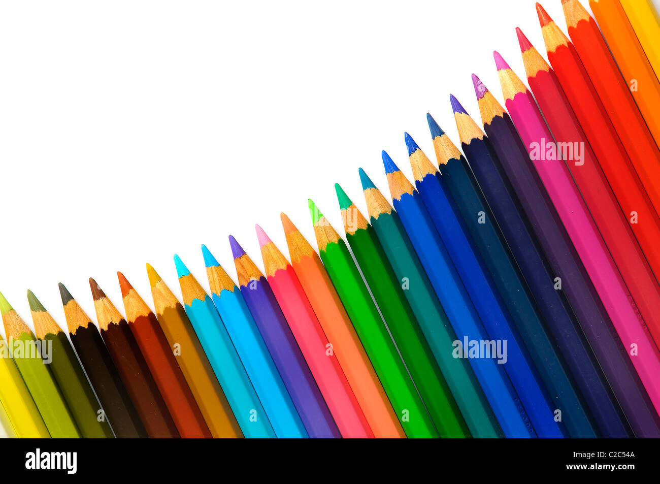 Color pencils background isolated in white Stock Photo - Alamy