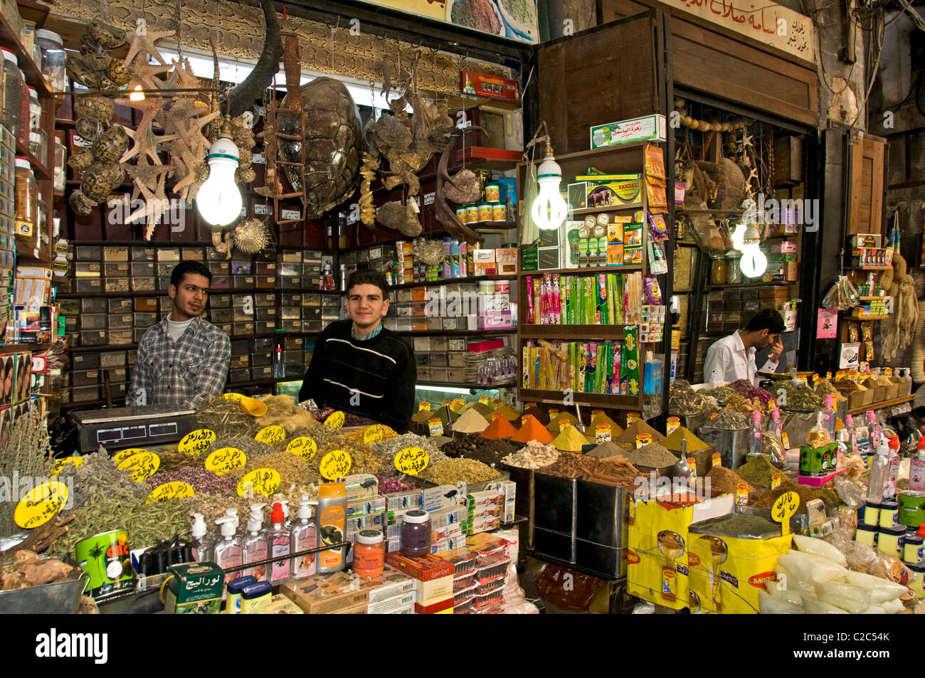 Damascus Syria Bazaar Souk Souq market shop grocer Stock Photo - Alamy
