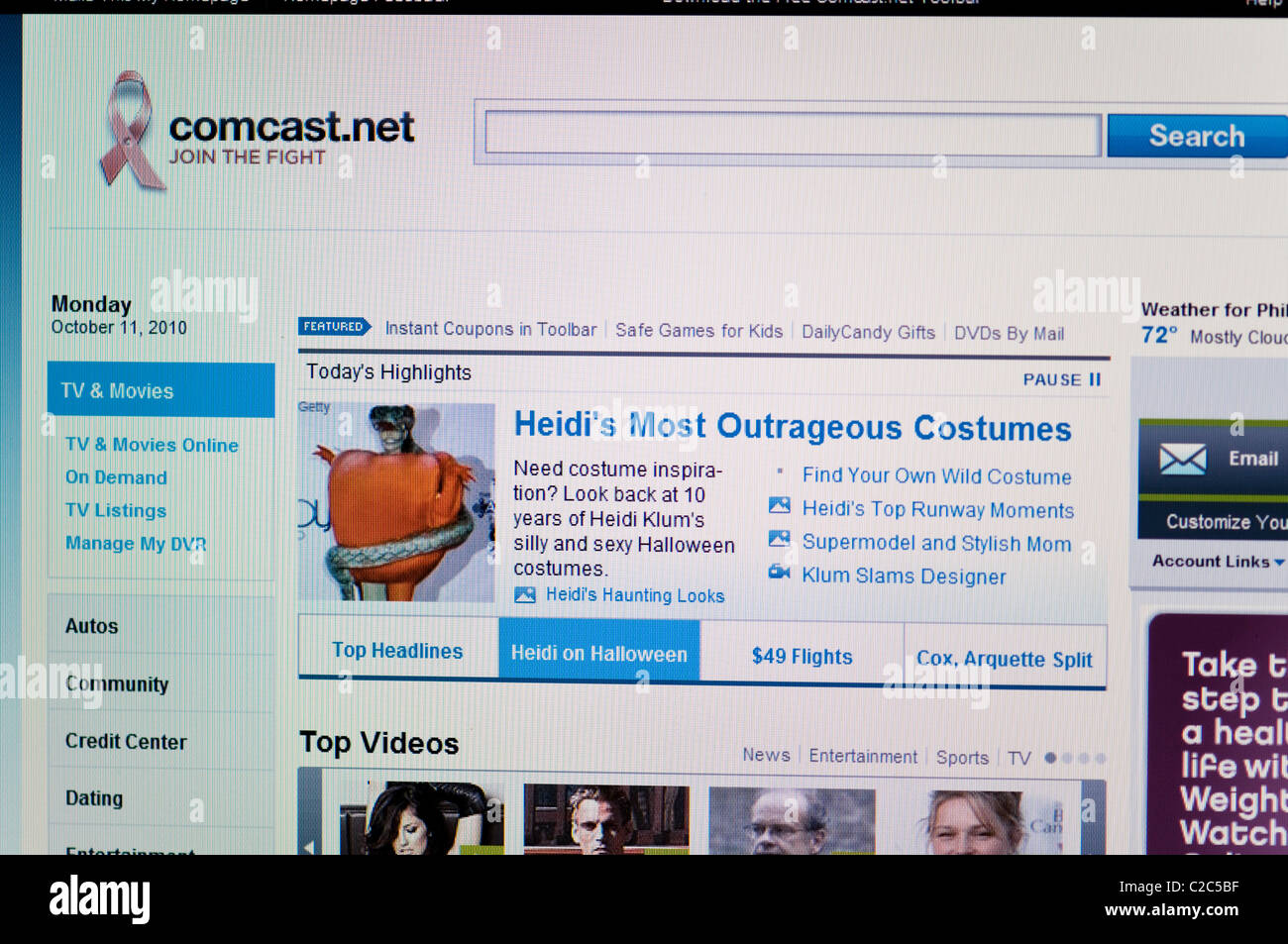 Сomcast.net website screenshot Stock Photo - Alamy